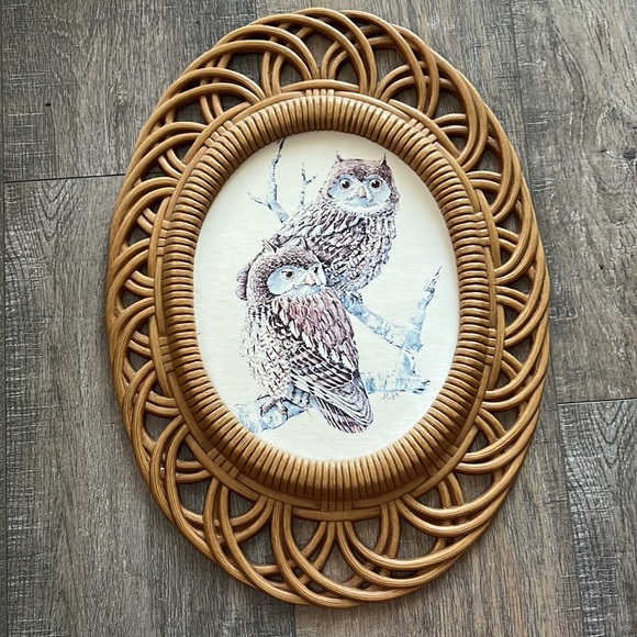 Vintage America | Wall Decor | Vintage Owl Oval Print In A Tan Resin ...